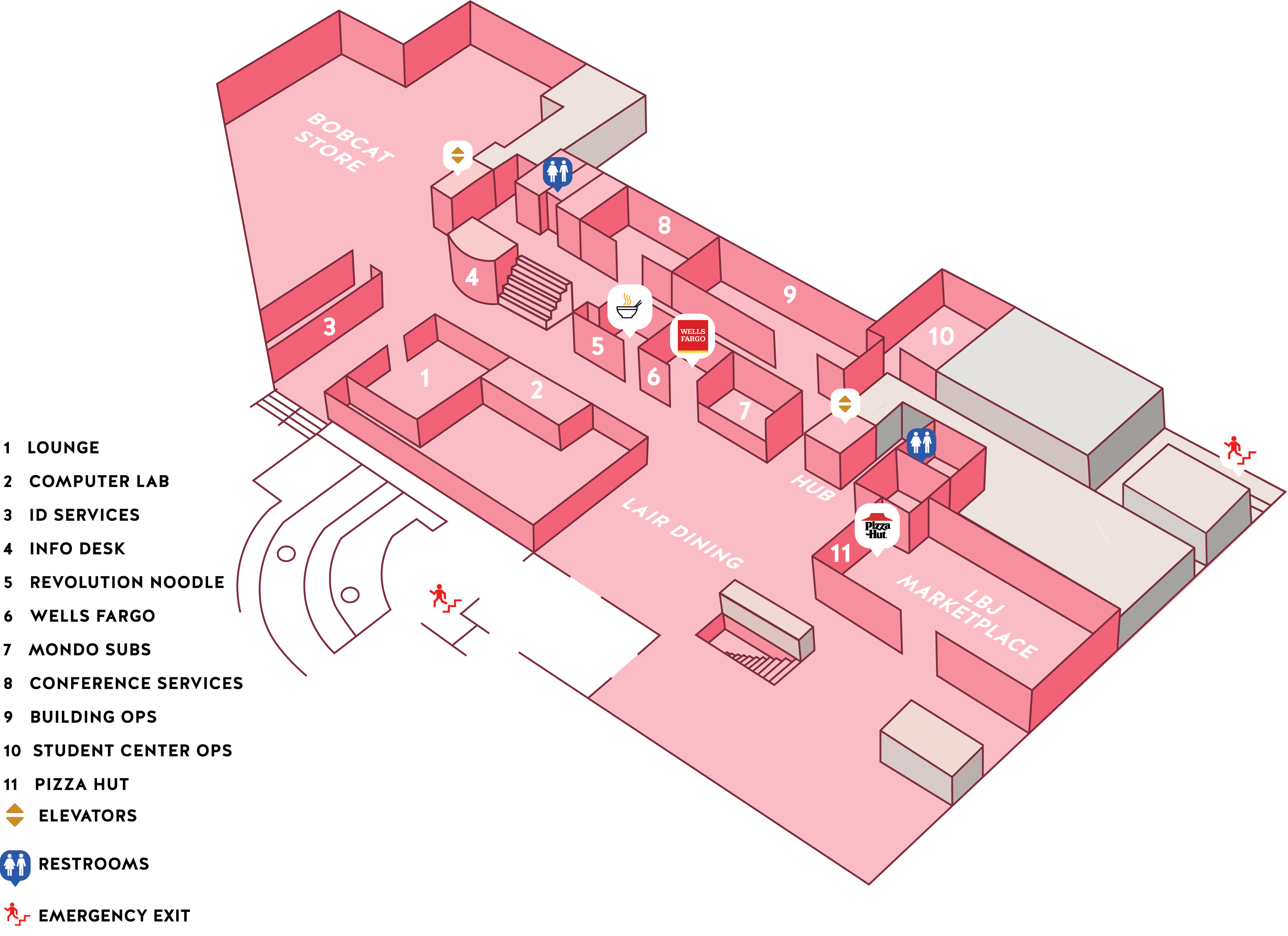 Building Hours & Maps : Lyndon B. Johnson Student Center : Texas State ...