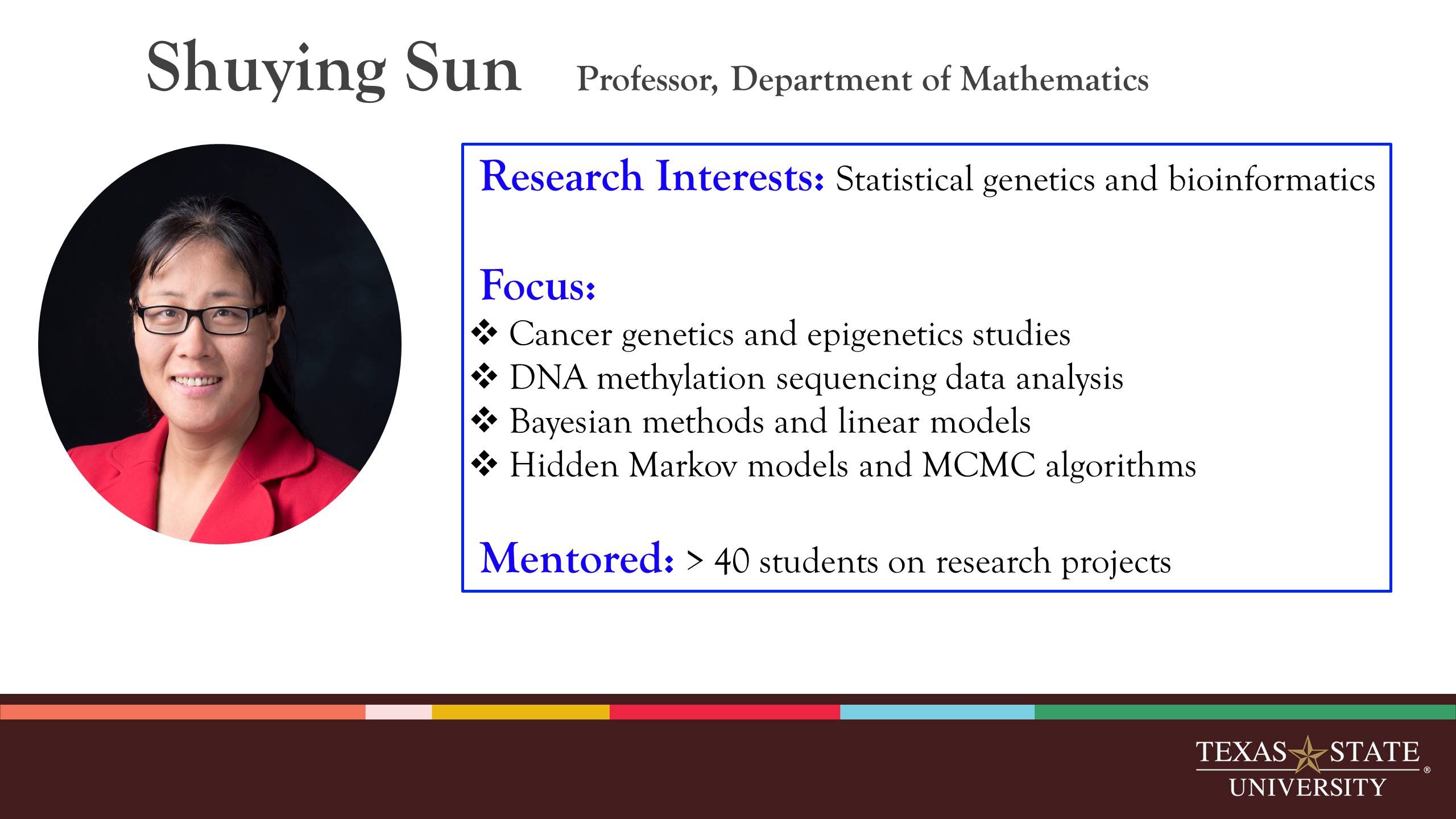 Shuying Sun : College of Science and Engineering (CoSE) : Texas State ...