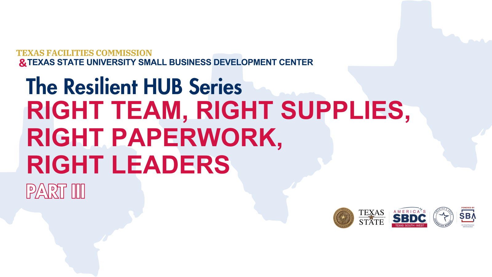 Training : Texas State SBDC : Texas State University