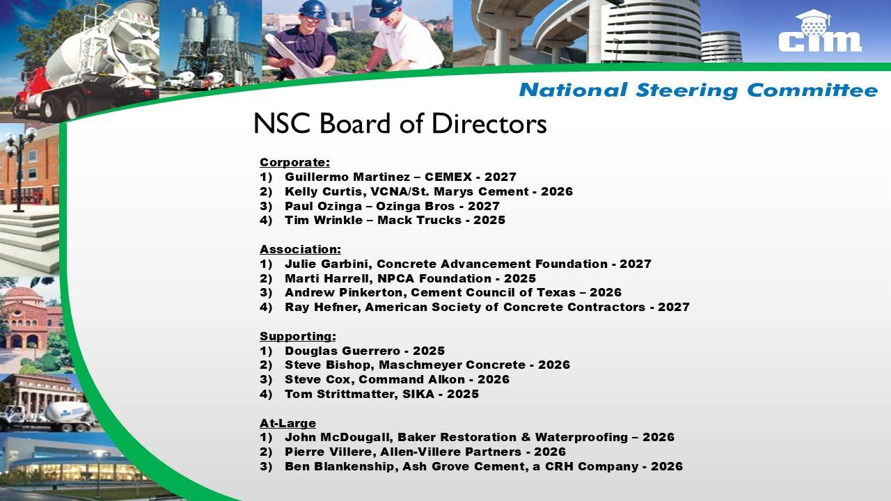 CIM National Steering Committee : Concrete Industry Management : Texas ...