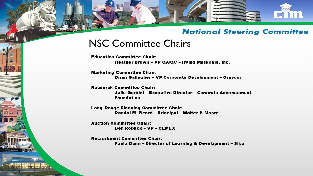CIM National Steering Committee : Concrete Industry Management : Texas ...