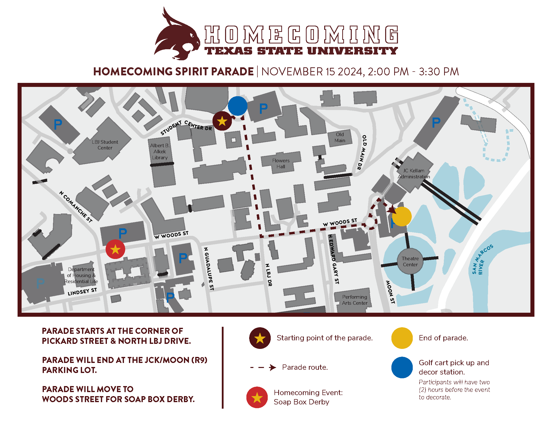Spirit Parade : Texas State Homecoming : Texas State University