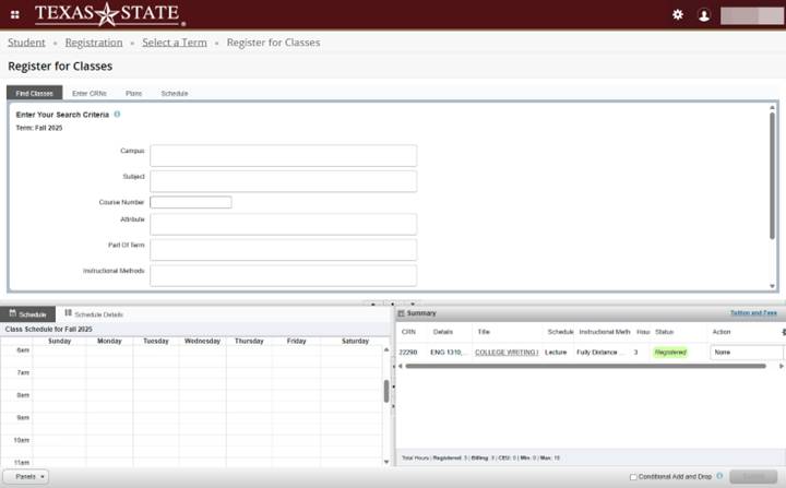 Swapping Sections : TXST One Stop : Texas State University