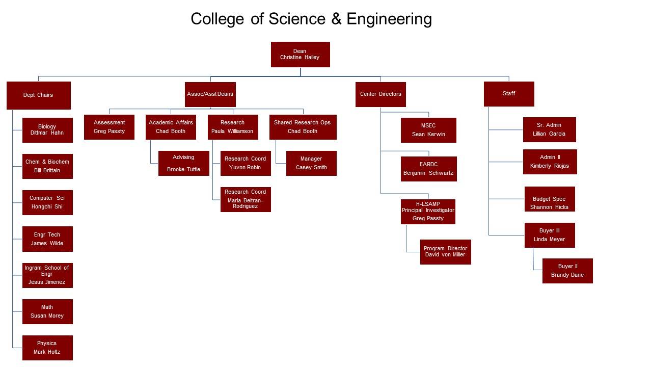 College of Science and Engineering Organizational Chart : College of ...